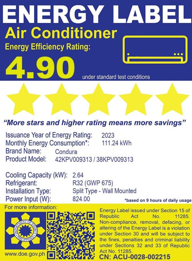 42/38KPV009313 CONDURA 1HP SPLIT AC